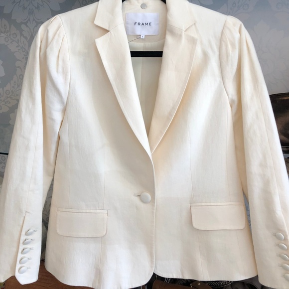 Frame Denim | Jackets & Coats | Frame Bone Whitecream Linen Blend ...